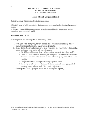 Due Week 3 NURS 119 Introduction Assignment in D2L - SOUTH DAKOTA STATE ...