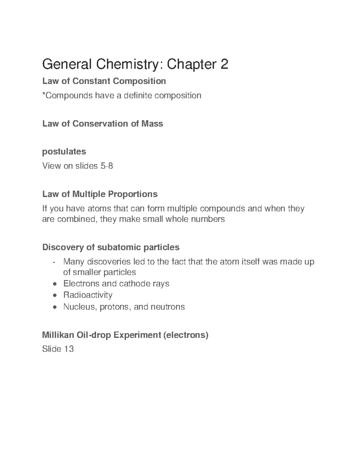 Chem Chapter 2 - Chem - General Chemistry: Chapter 2 Law of Constant ...