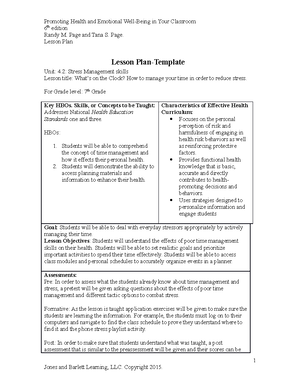 Lesson plan sexual health - Lesson Plan Unit: 8 Promoting Sexual Health ...