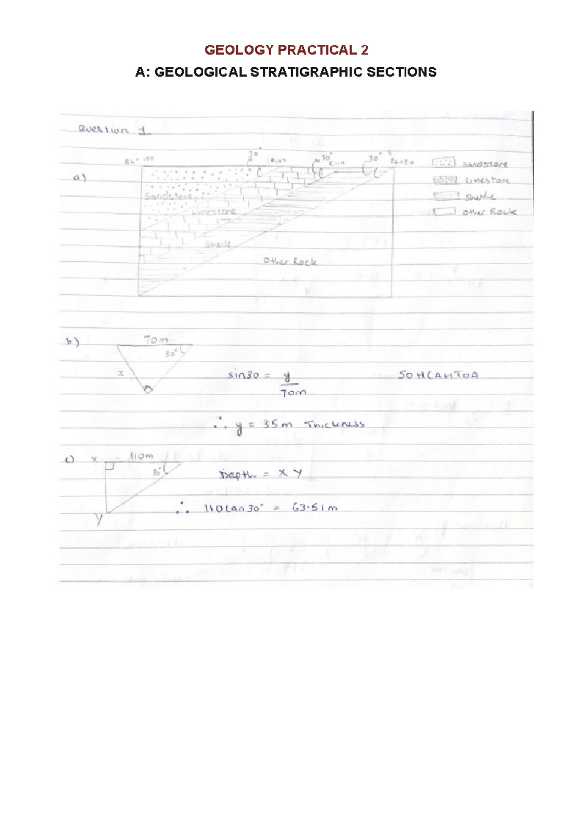Geology Practical 2 - 048330 - GEOLOGY PRACTICAL 2 A: GEOLOGICAL ...