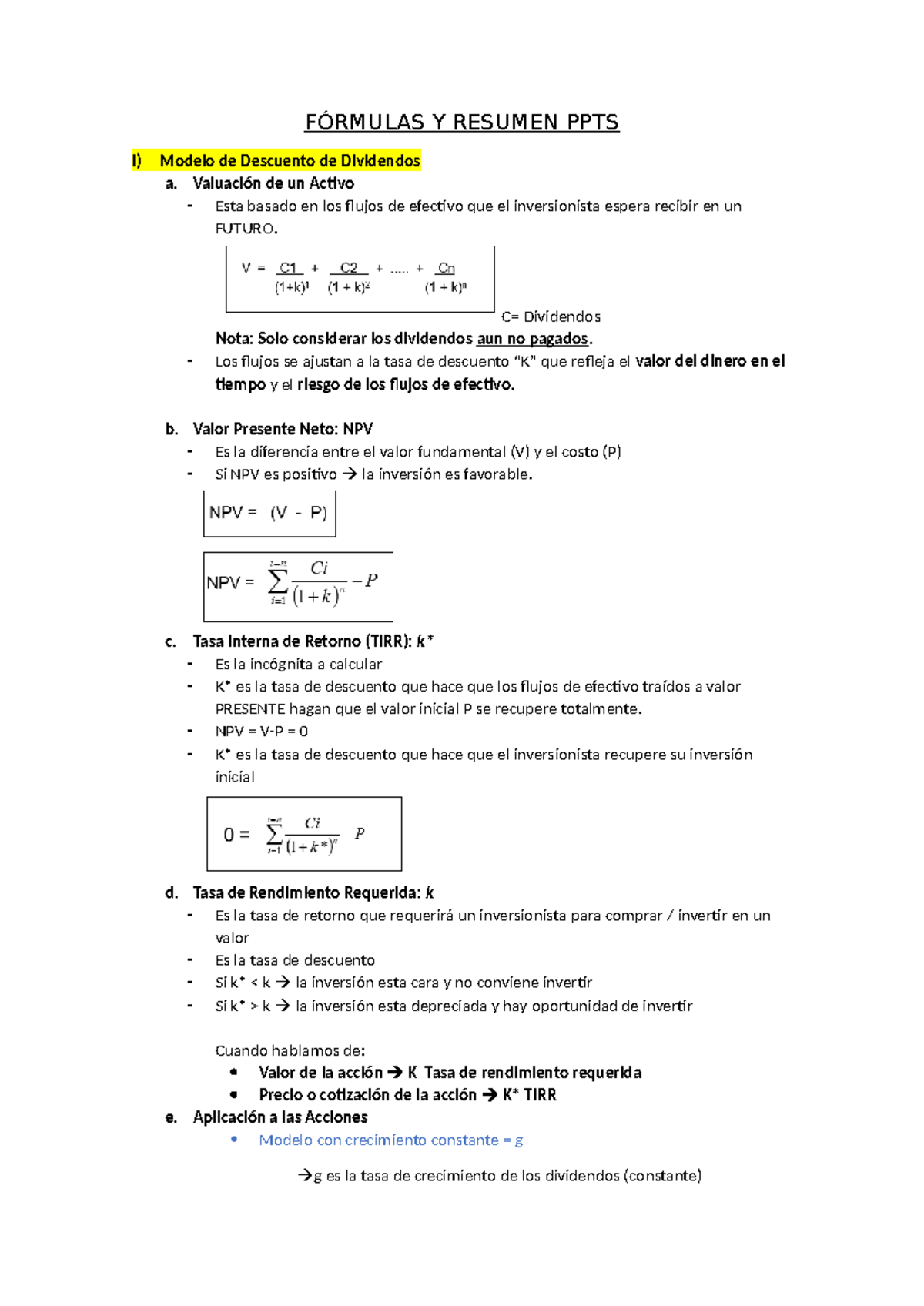 Fórmulas Y Resumen PPTS MDOS - FÓRMULAS Y RESUMEN PPTS i) Modelo de ...