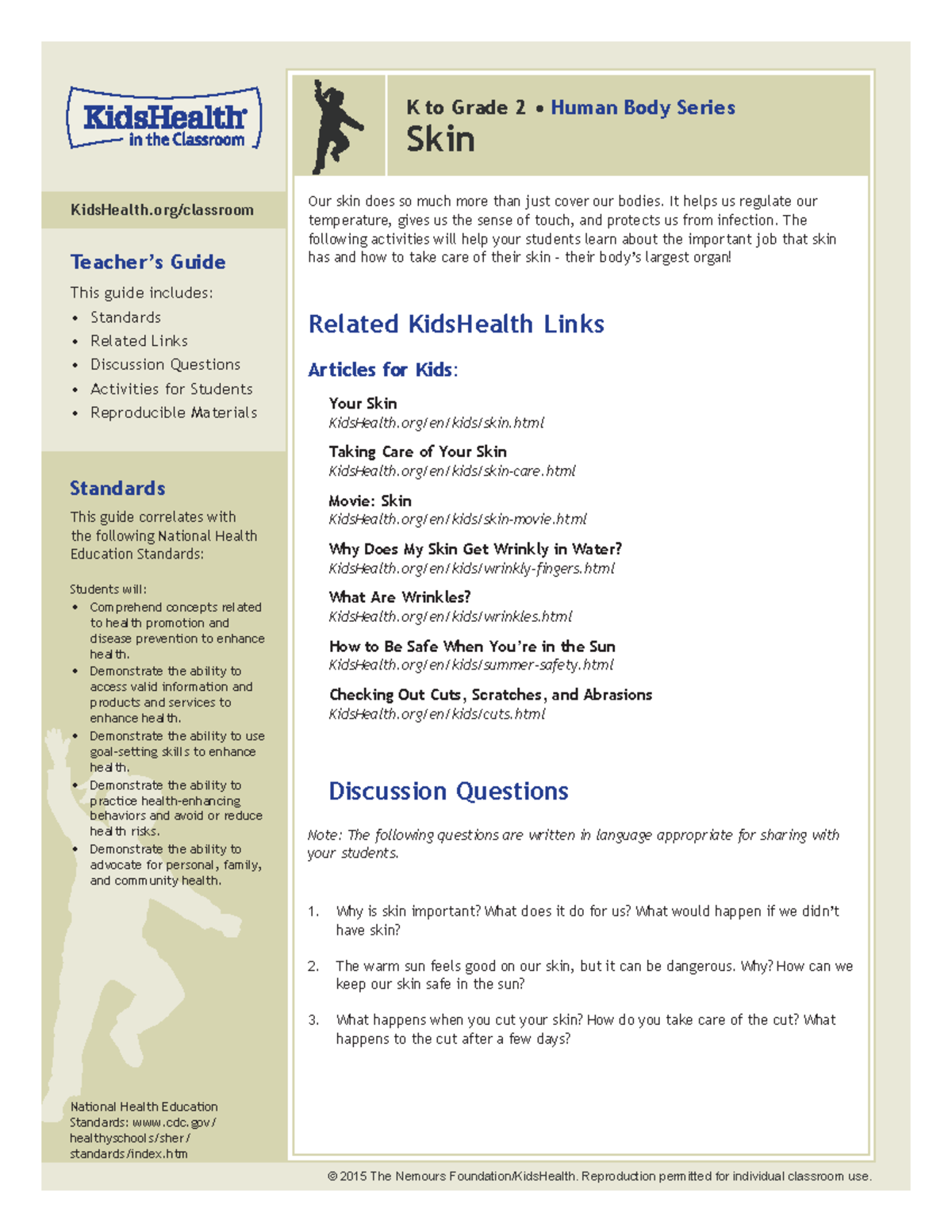 Skin - hhhhhhhhhhhh - KidsHealth/classroom K to Grade 2 • Human Body ...