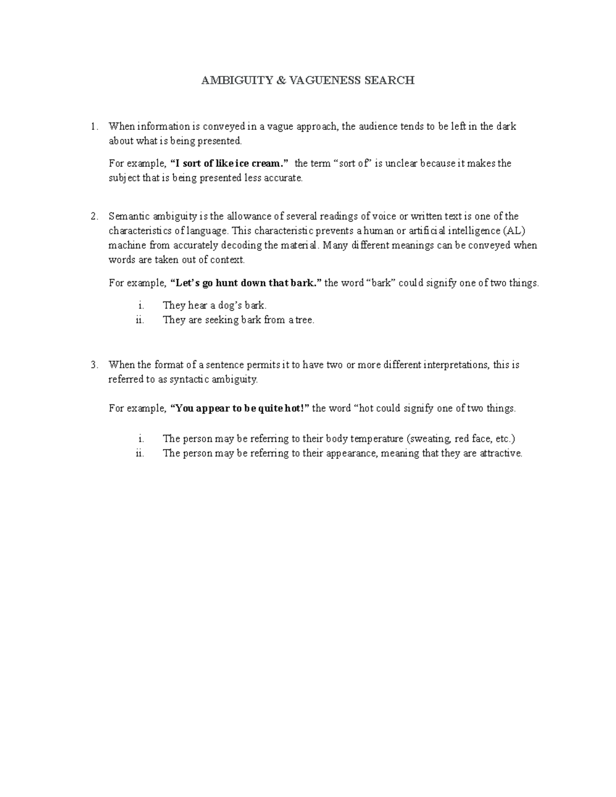 Participation Exercise 1 - AMBIGUITY & VAGUENESS SEARCH When ...