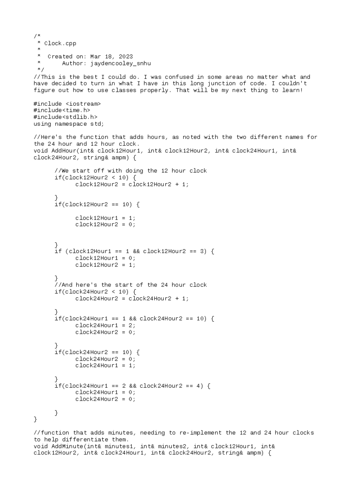 Clock - The first assignment of Programming languages. - /* Clock ...