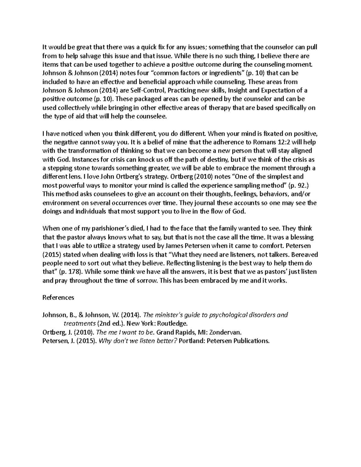 DB1 - Summary Crisis Counseling & Brief Theory - It would be great that ...