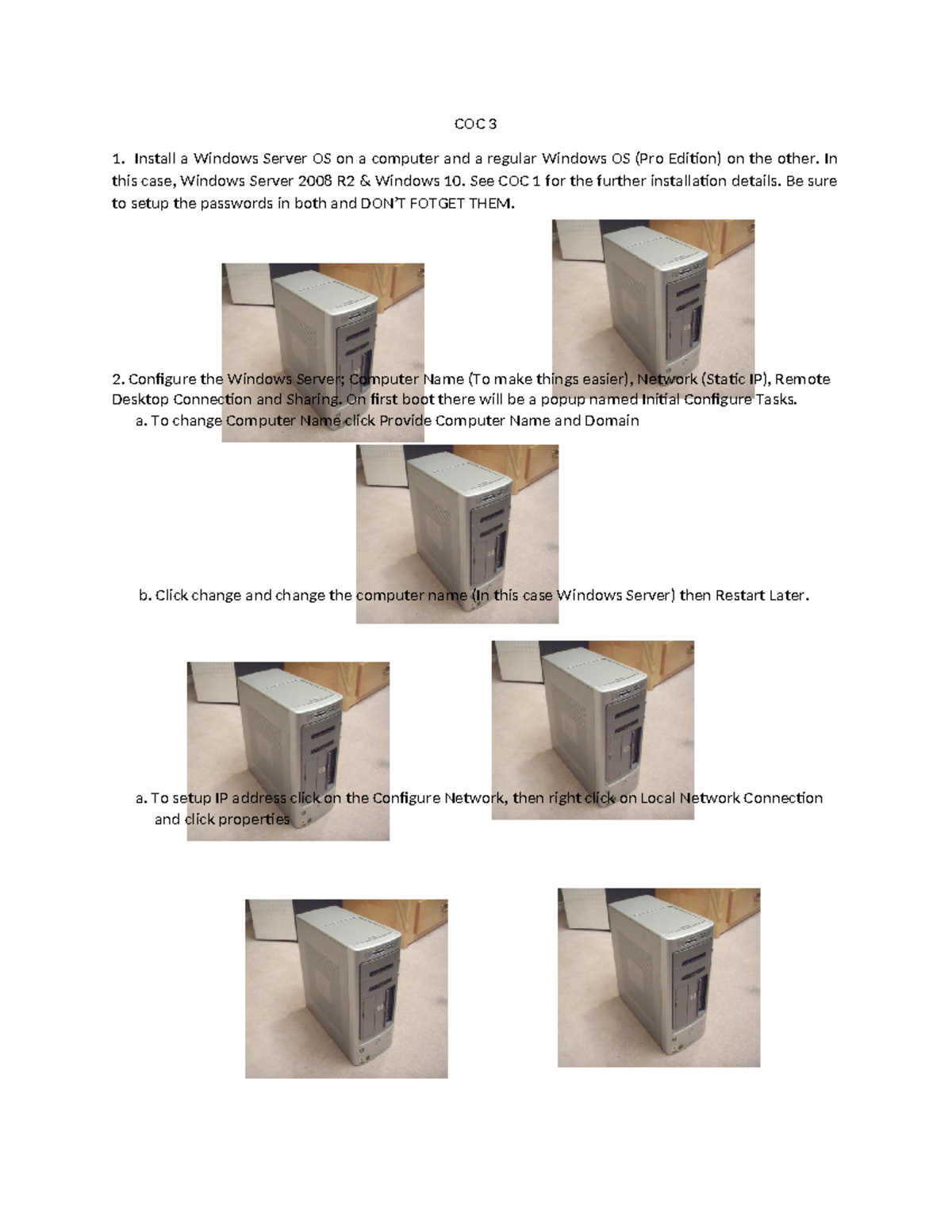 COC 3 BOOK 12 - hotdog - COC 3 Install a Windows Server OS on a computer and a regular Windows ...