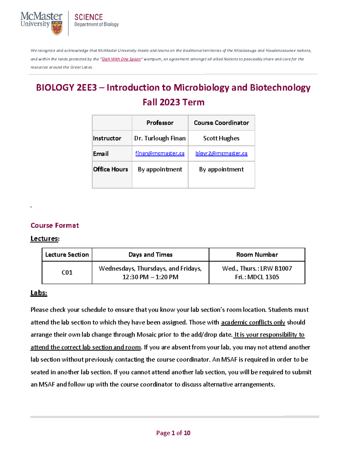 Bio2EE3-Course Outline 2023- 3 - We recognize and acknowledge that ...
