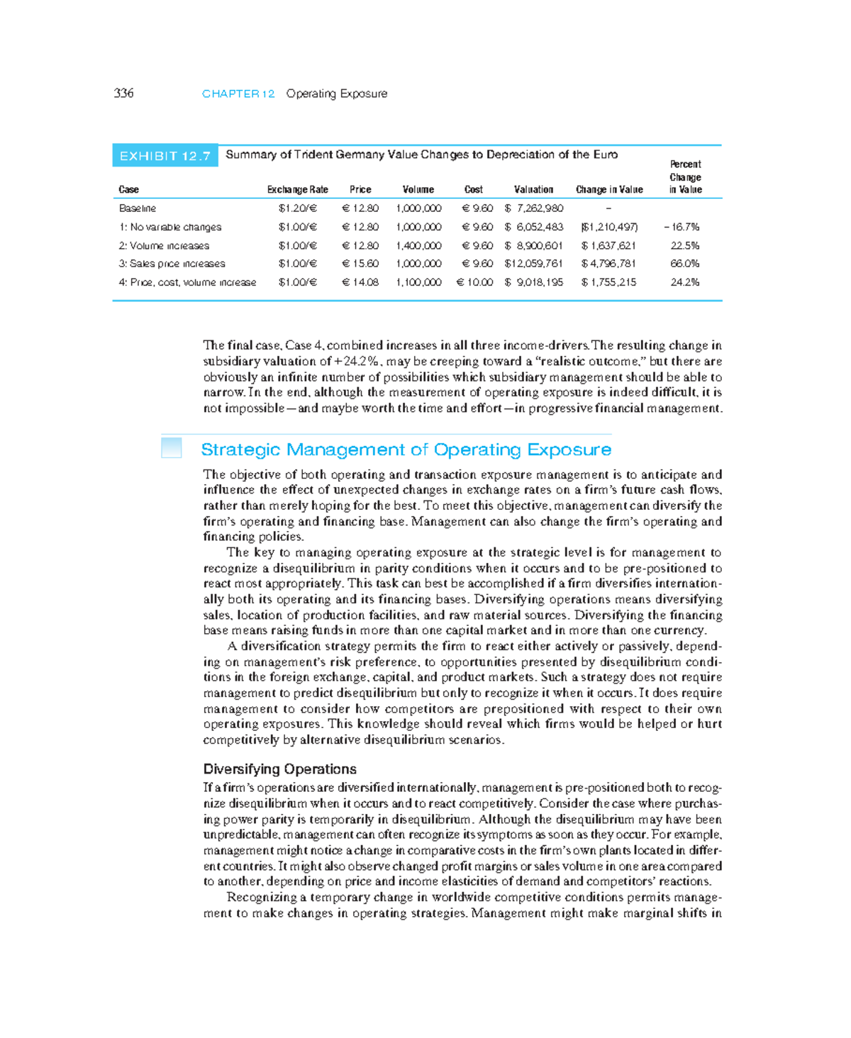 Multifunctional Finance Management-90 - 336 CHAPTER 12 Operating Exposure The final case, Case 4 ...