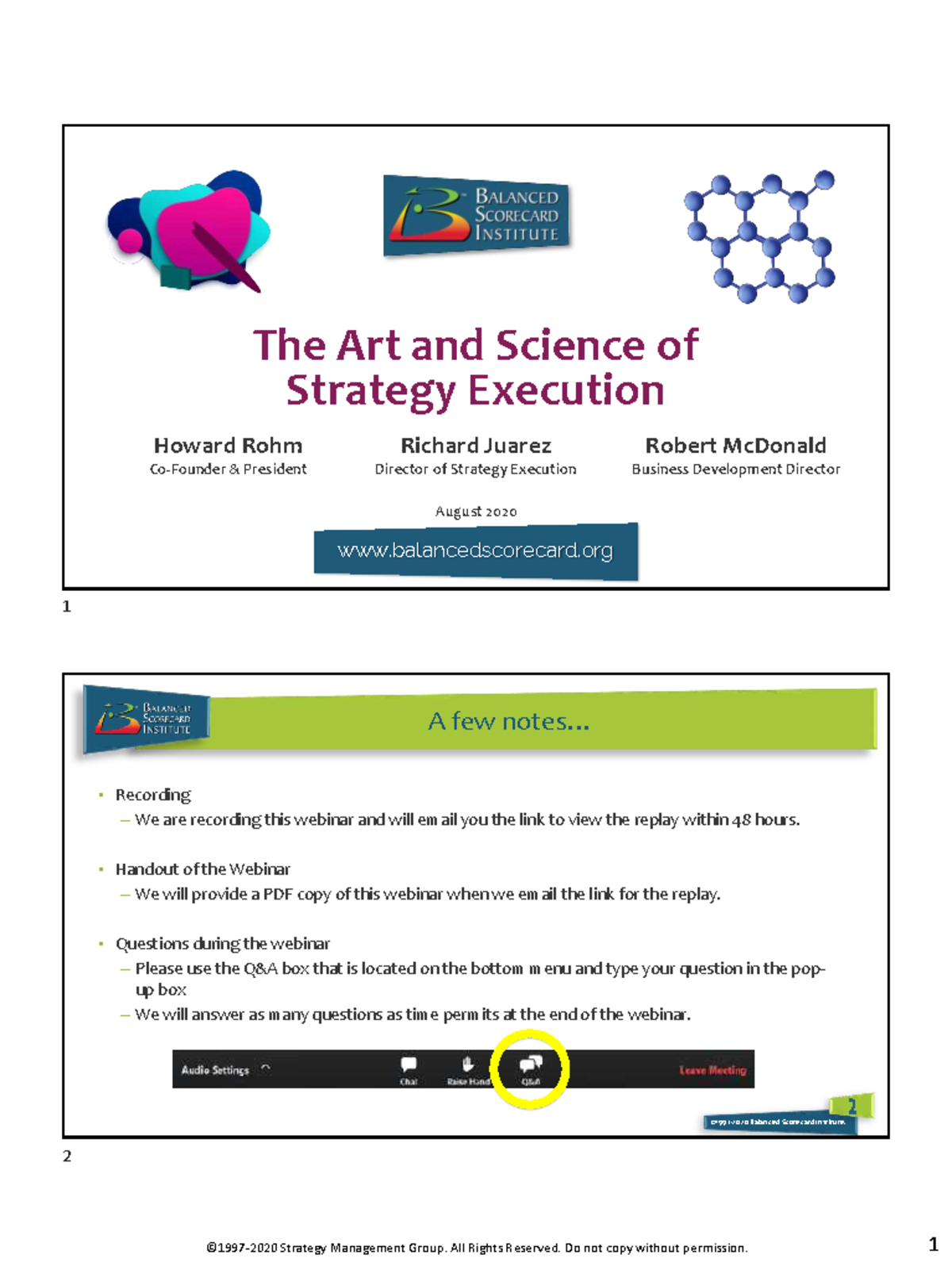 Art and Science of Strategy Excution Handouts - ©1997-2016 Balanced ...