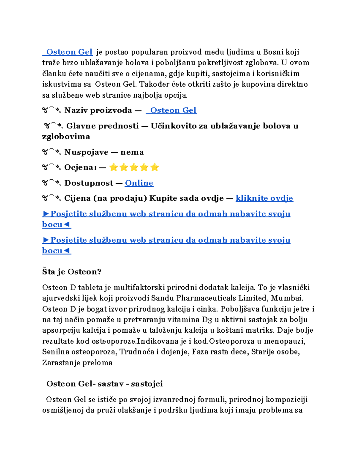 Osteon Gel Misljenje, prednosti, cinjenice 2024! - Osteon Gel je postao ...