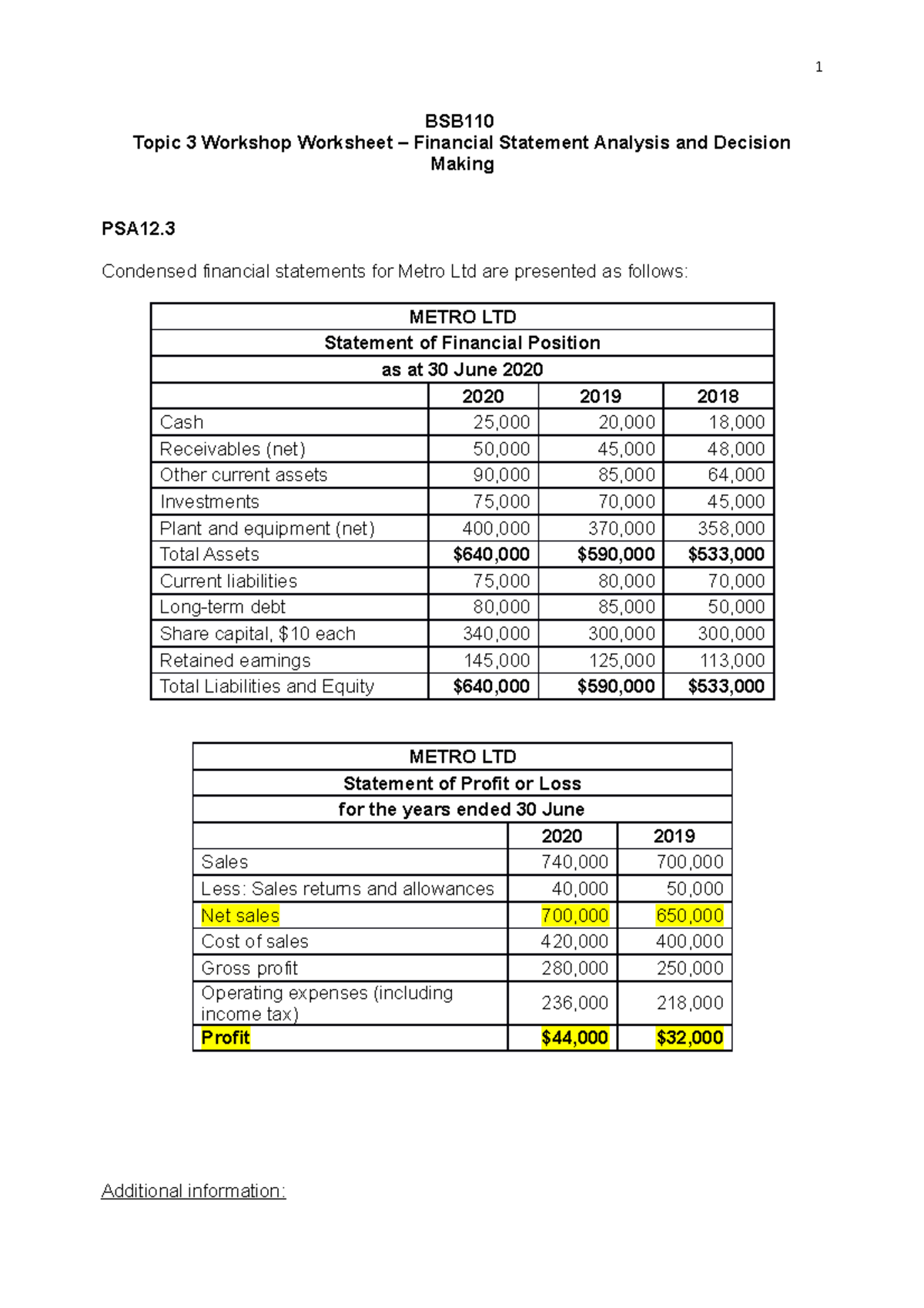 Topic 3 - Workshop Worksheet - BSB Topic 3 Workshop Worksheet ...