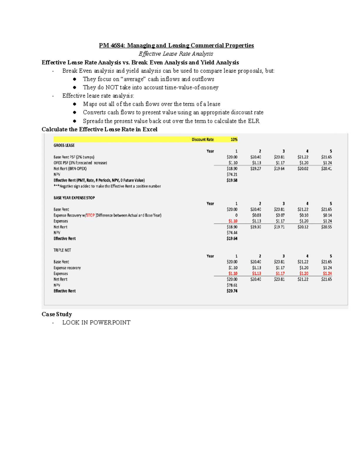 Effective Lease Rate Analysis - PM 4684: Managing and Leasing ...