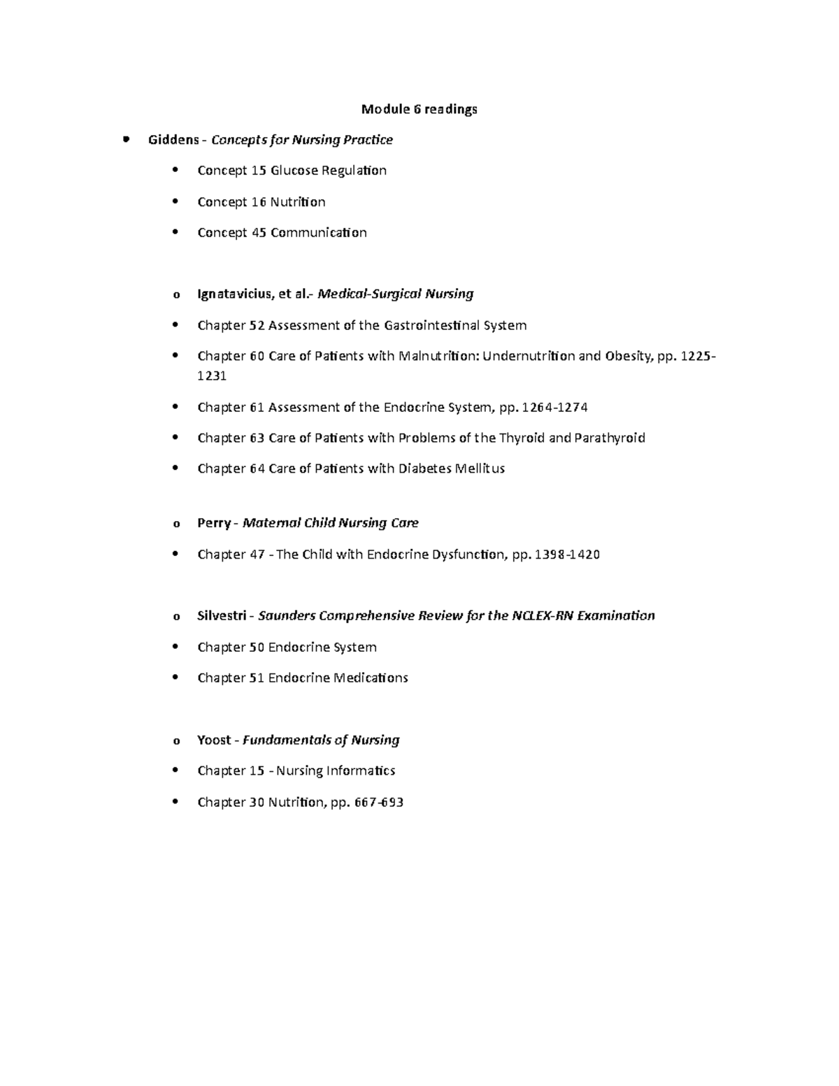 Module 6 readings - lecture notes - Module 6 readings Giddens ...