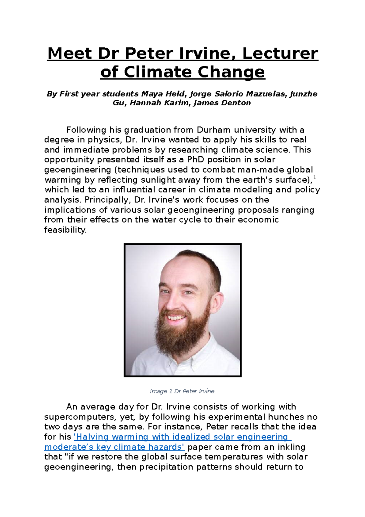 Meet Dr Peter Irvine final - Meet Dr Peter Irvine, Lecturer of Climate ...