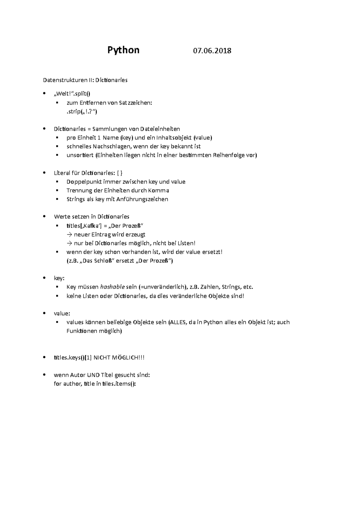 6. Sitzung - Python Aufgaben und Theorie SS 2018 - Python 07.06 ...