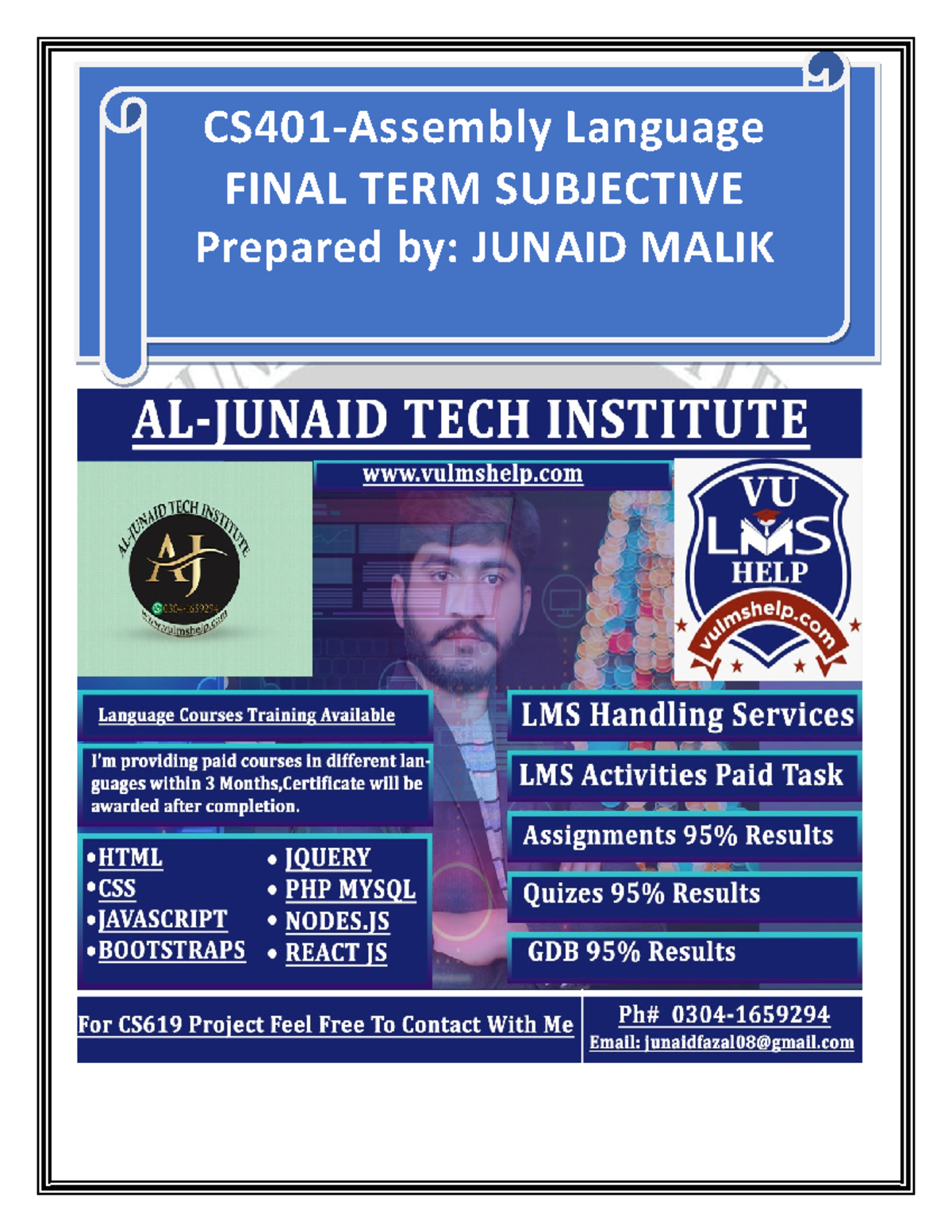 CS401 Final Term Solved Subjective By Junaid - CS4 01 - Assembly ...