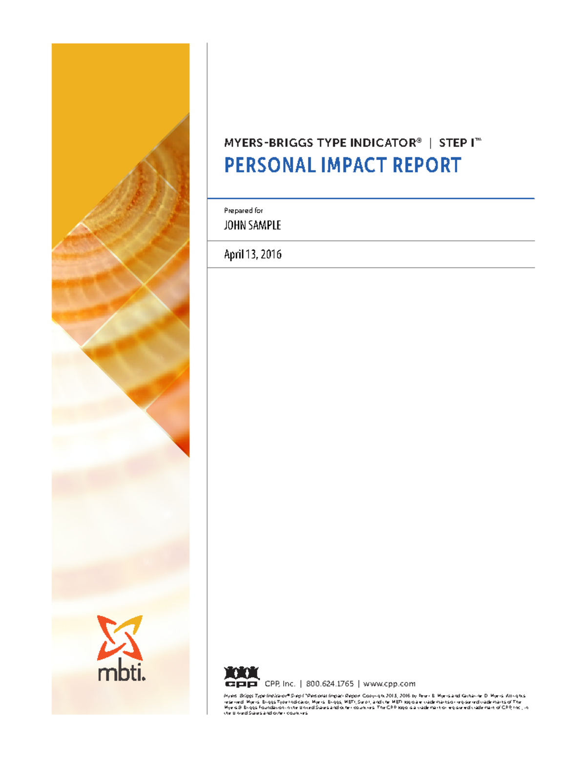 Mbti personal impact report sample-step I - Myers-Briggs Type Indicator ...