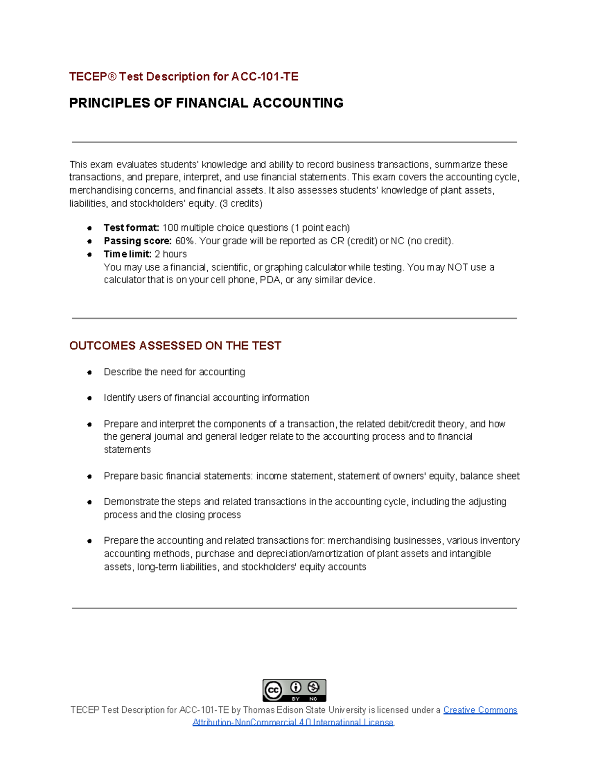 ACC-101 ADD - principle accounting I - TECEP® Test Description for ACC ...