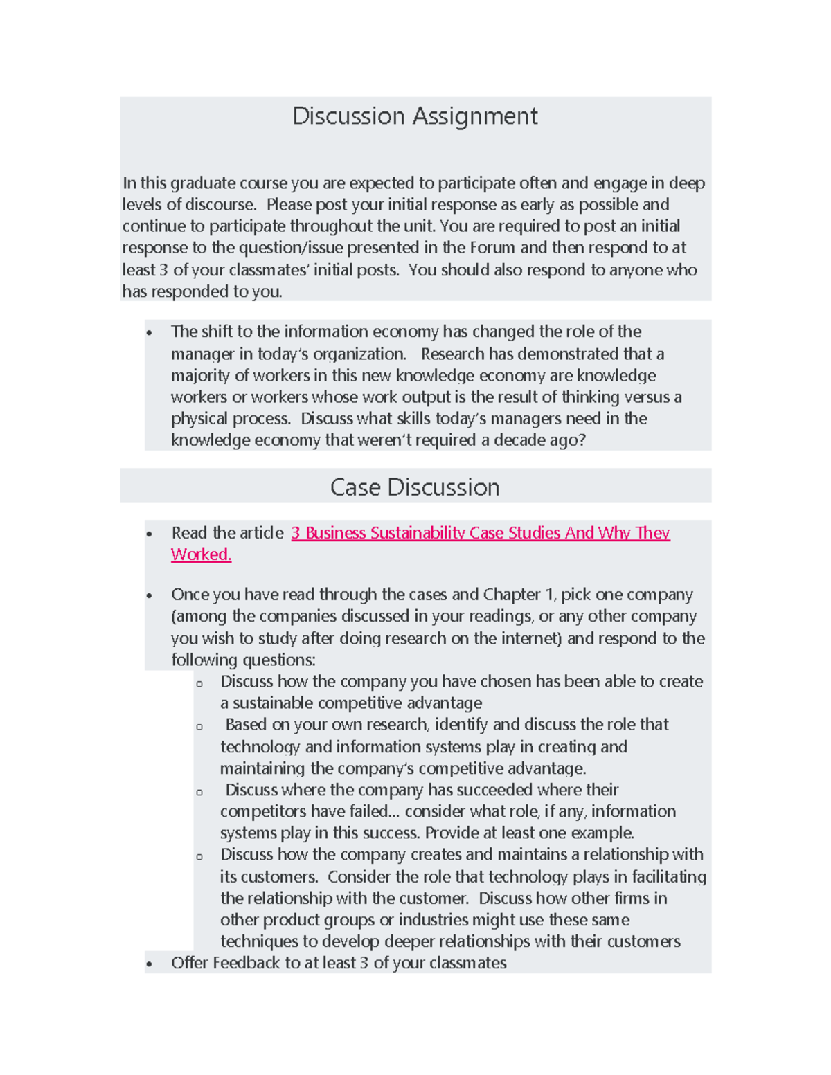 BUS 5114 Discussion Unit 1 - Discussion Assignment In this graduate ...