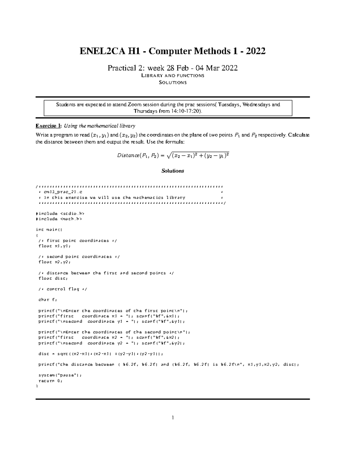 Cm22 prac 2sol - tuts - ENEL2CA H1 - Computer Methods 1 - 2022 ...