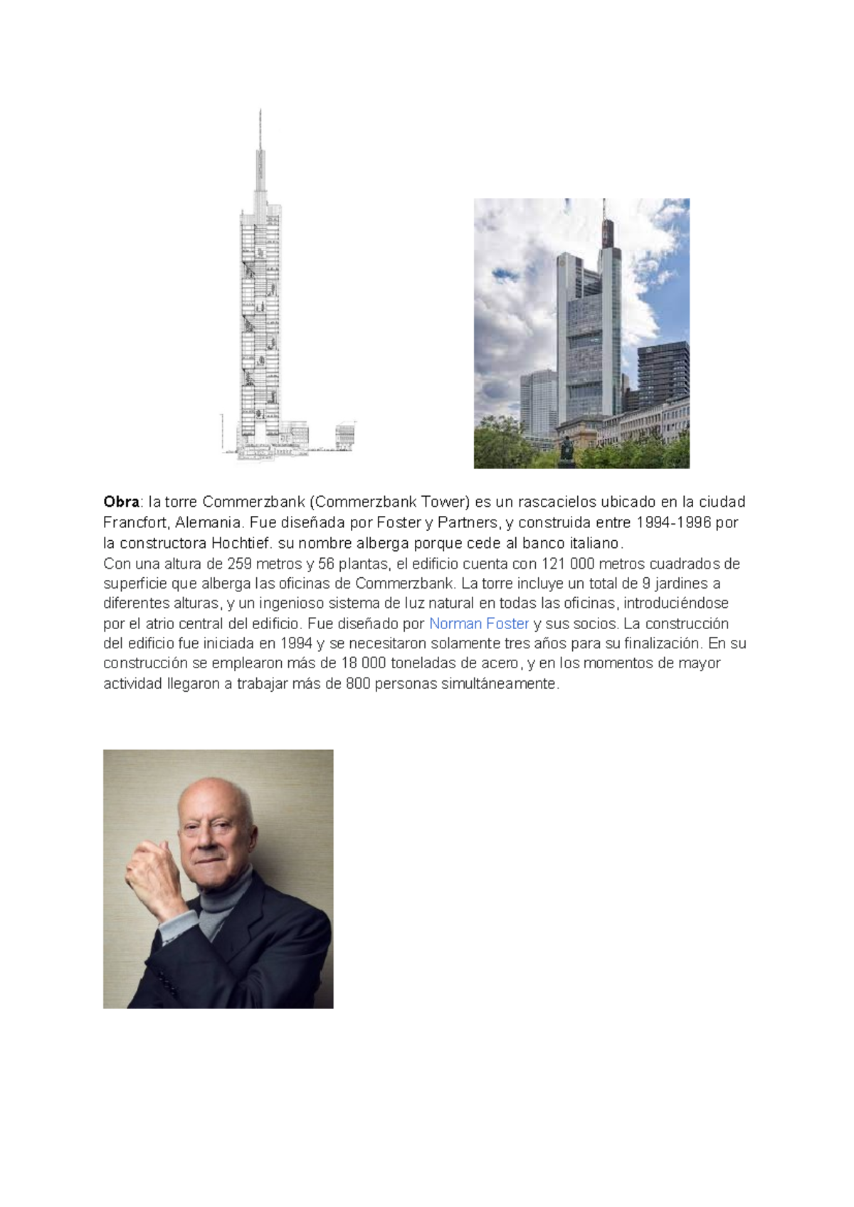 Obra la torre Commerzbank (Commerzbank Tower) - Fue diseñada por Foster ...