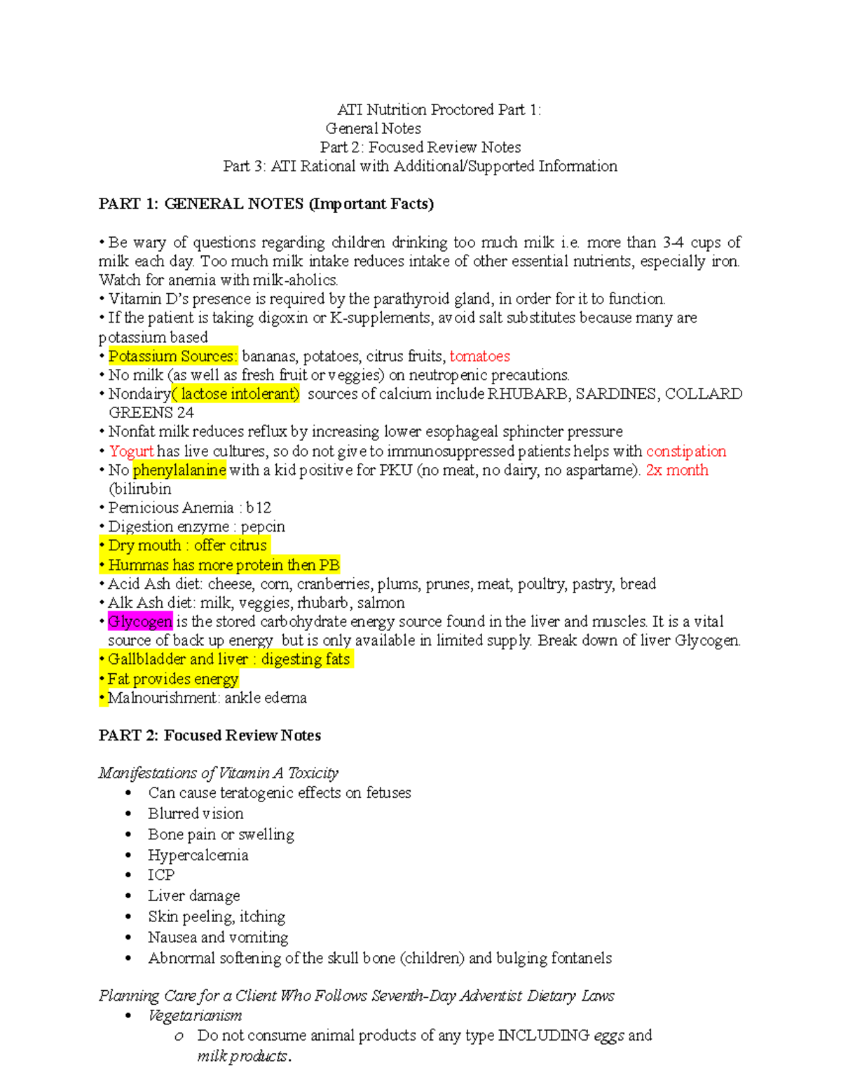 Nutrition Study guide - nutrion - ATI Nutrition Proctored Part 1 ...