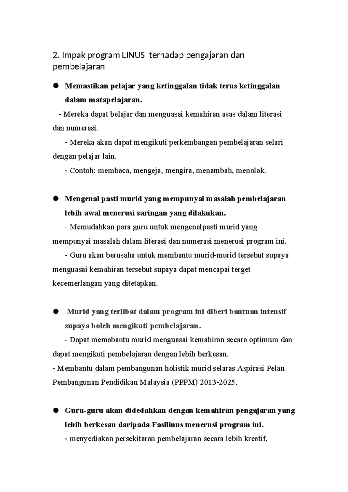 Impak program Linus terhadap pengajaran dan pembe - 2. Impak program ...
