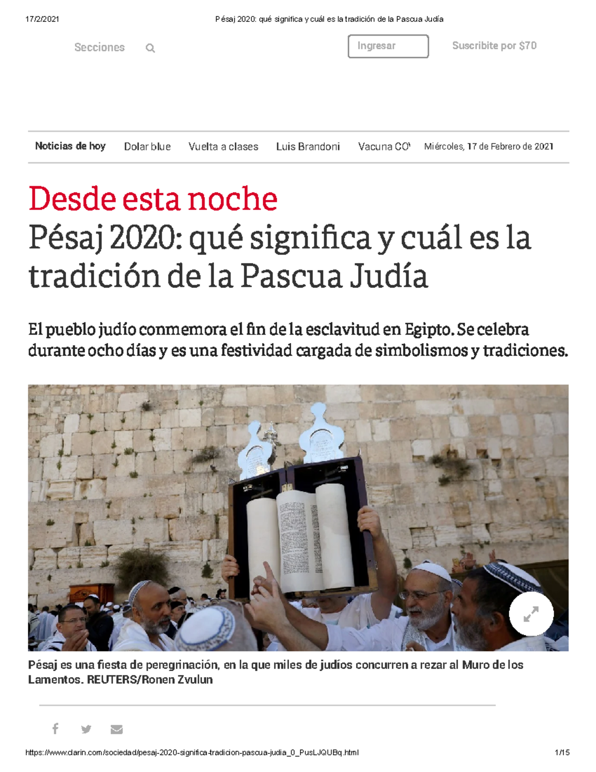 Pésaj 2020 qué significa y cuál es la tradición de la Pascua Judía ...