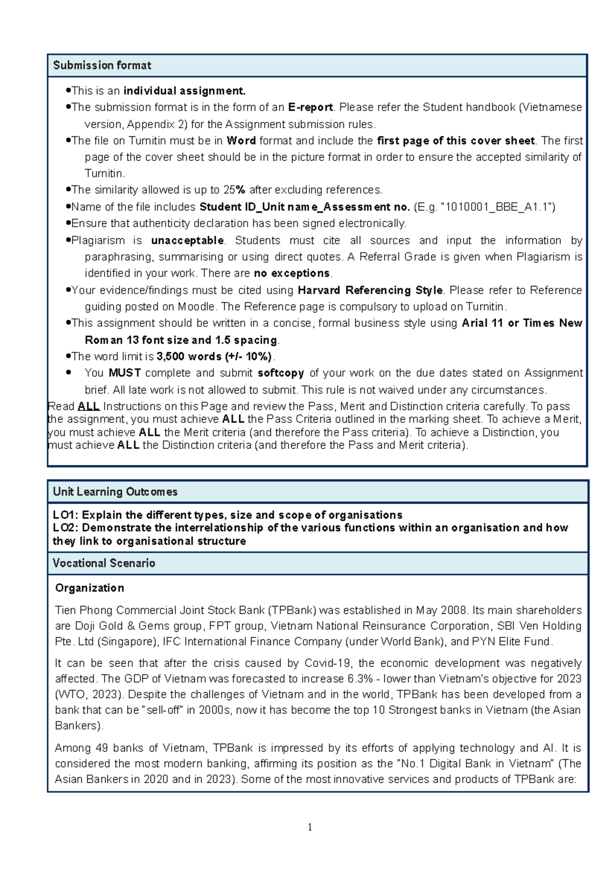 BBE new A1.1 26.3.23 Verified - Submission format This is an individual assignment. The ...