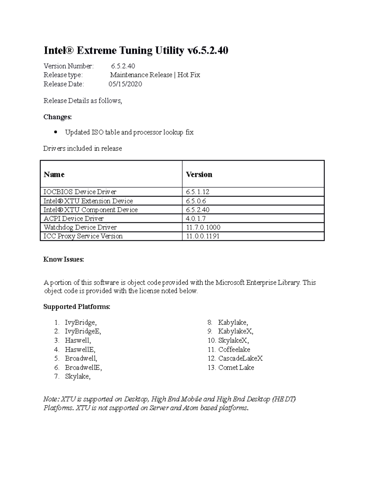 XTU-6.5 - Caracteristicas para intel XTU, parametros - Intel® Extreme ...