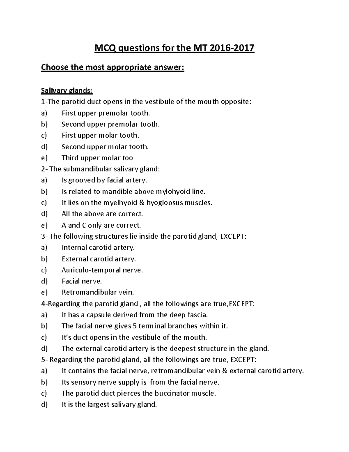 MCQ questions for the MT 2016-2017 - MCQ questions for the MT 2016 ...