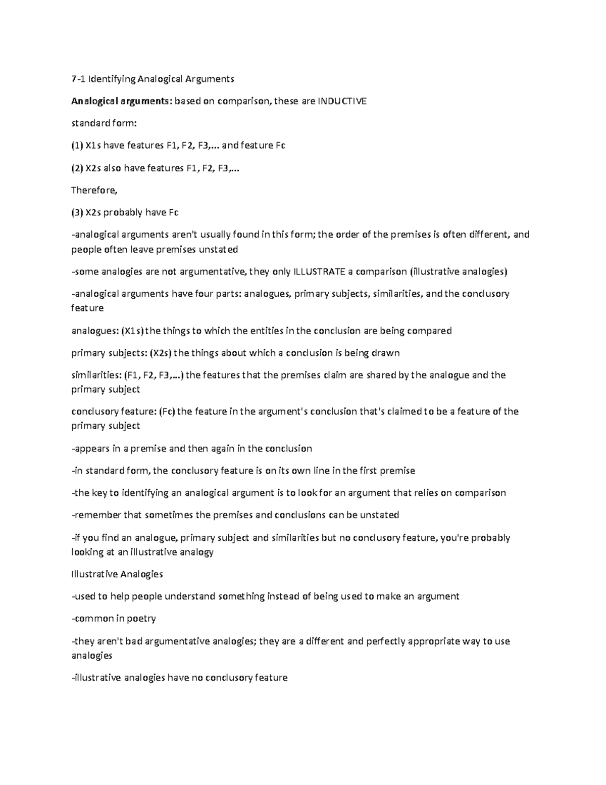 Critical Thinking- Analogical Arguments - 7-1 Identifying Analogical Arguments Analogical ...