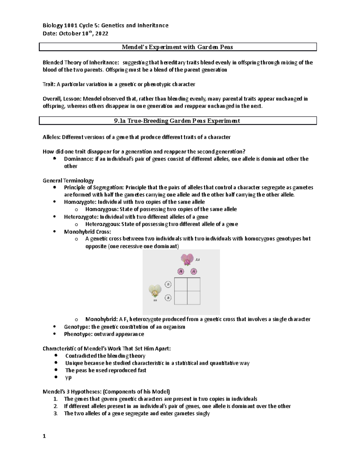 Cycle 5 - Genetics and Inheritance - PSYCH1000 - UWO - Studocu