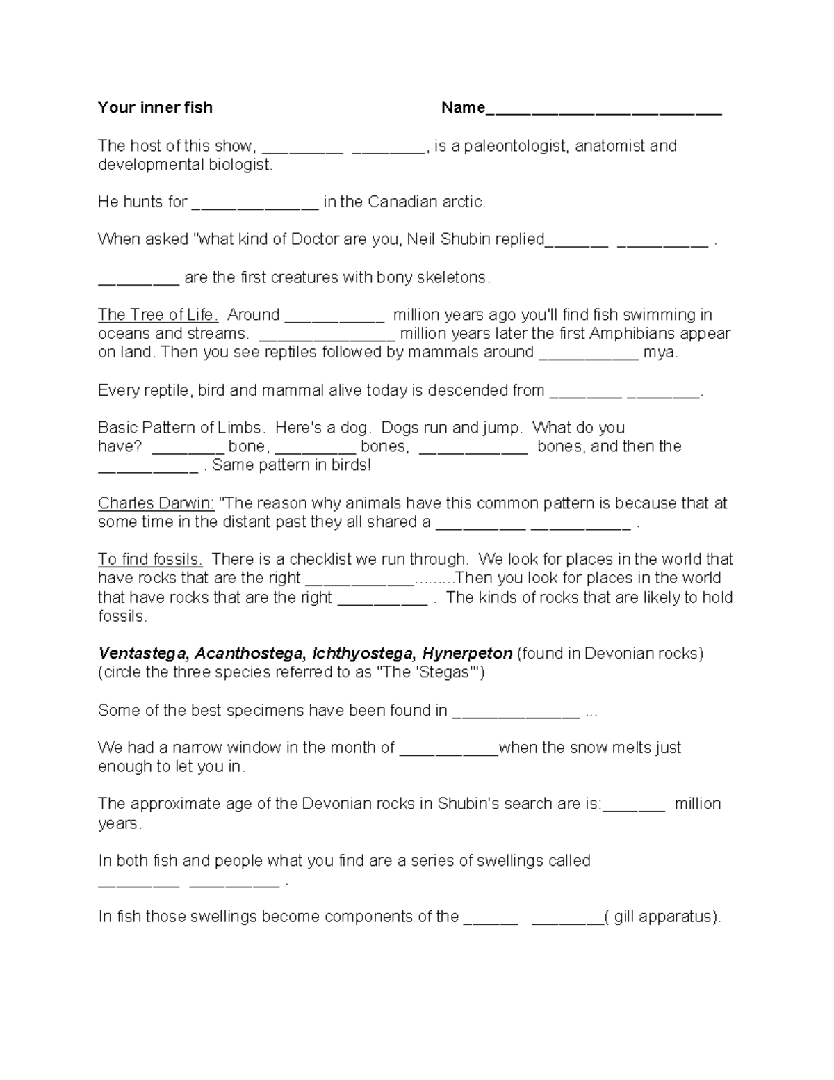 2. Inner Fish - Bio 1 - Your inner fish Name ...