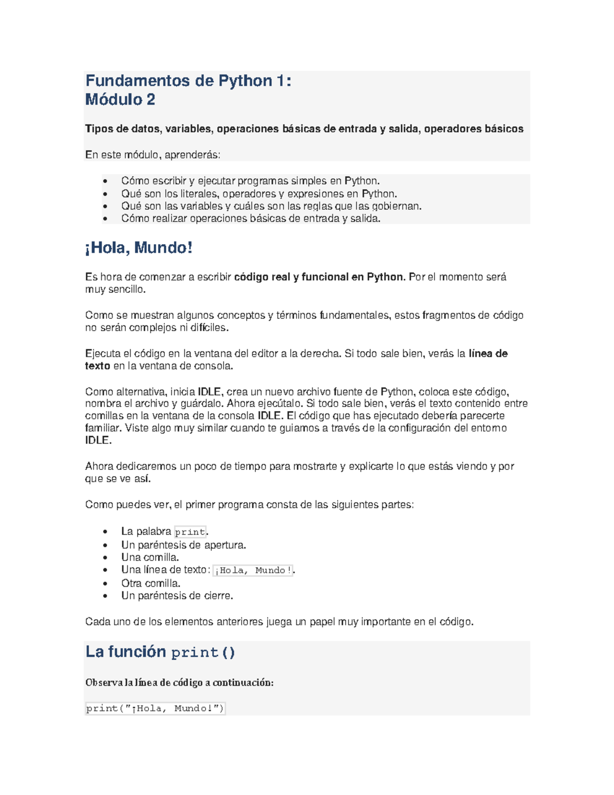 PE1- Módulo 2 - Tipos de datos, variables, operaciones básicas de entrada y salida, y operadores ...