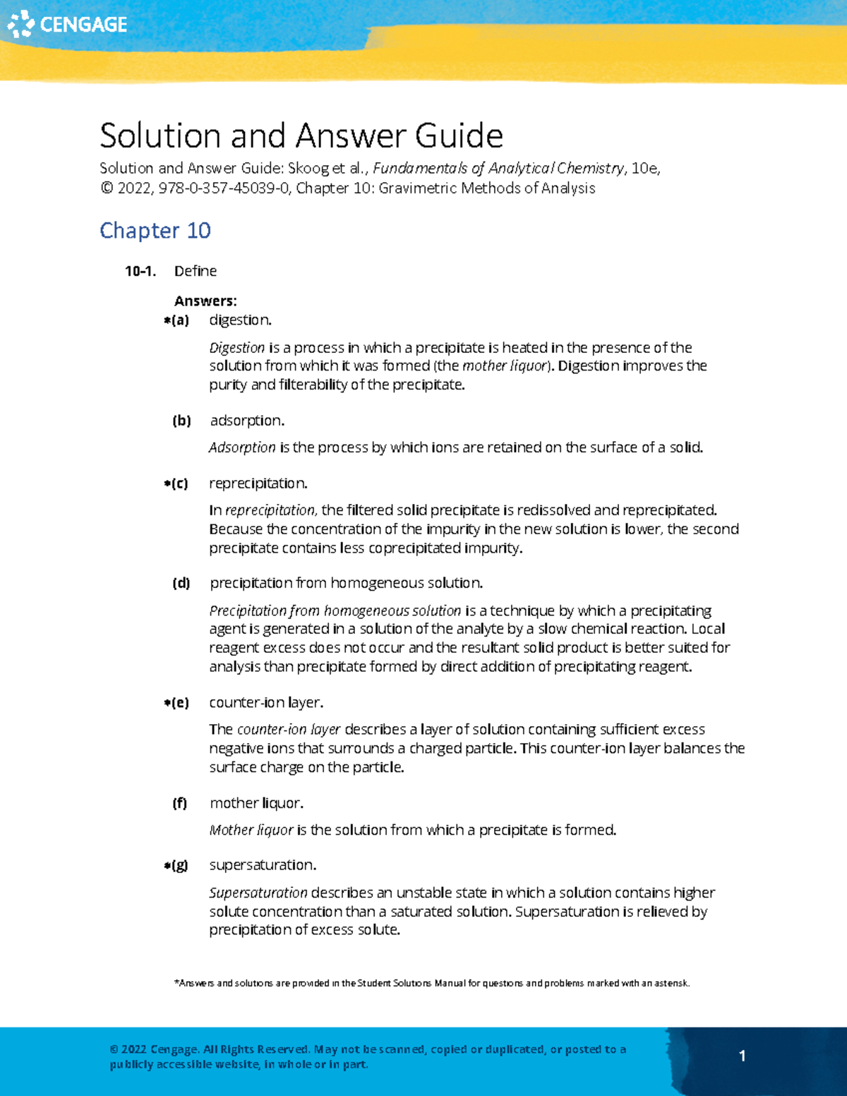 Skoog FAC 10e SAG Ch10 Final - 1 © 2022 Cengage. All Rights Reserved. May not be scanned, copied ...