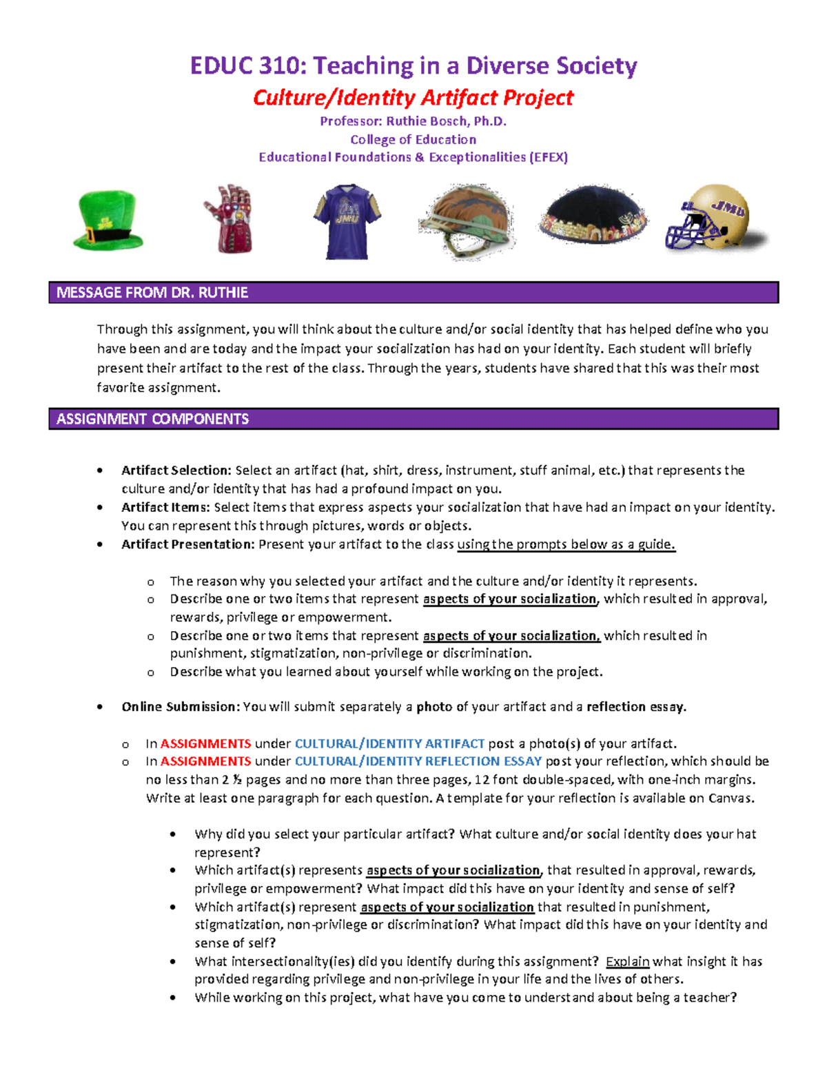 Culture-Identity+Artifact+Project - EDUC 310: Teaching in a Diverse ...