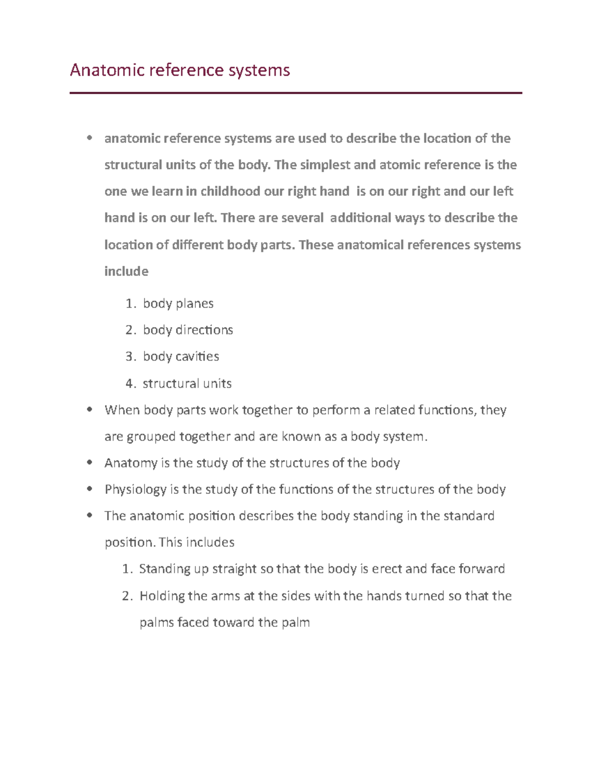 Human body - Terminology - Anatomic reference systems anatomic ...