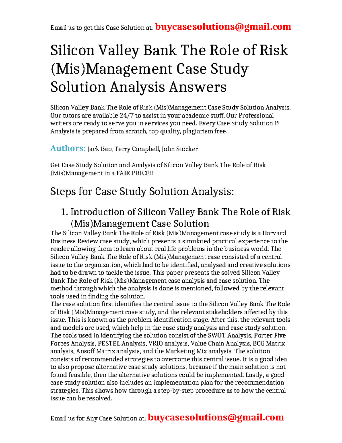 Case Solution Silicon Valley Bank The Role of Risk (Mis)Management ...