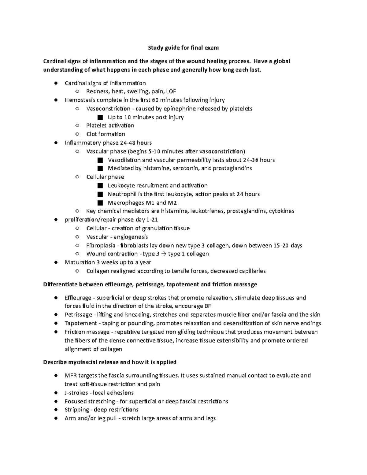 Ther Mod final exam study guide - Study guide for final exam Cardinal ...