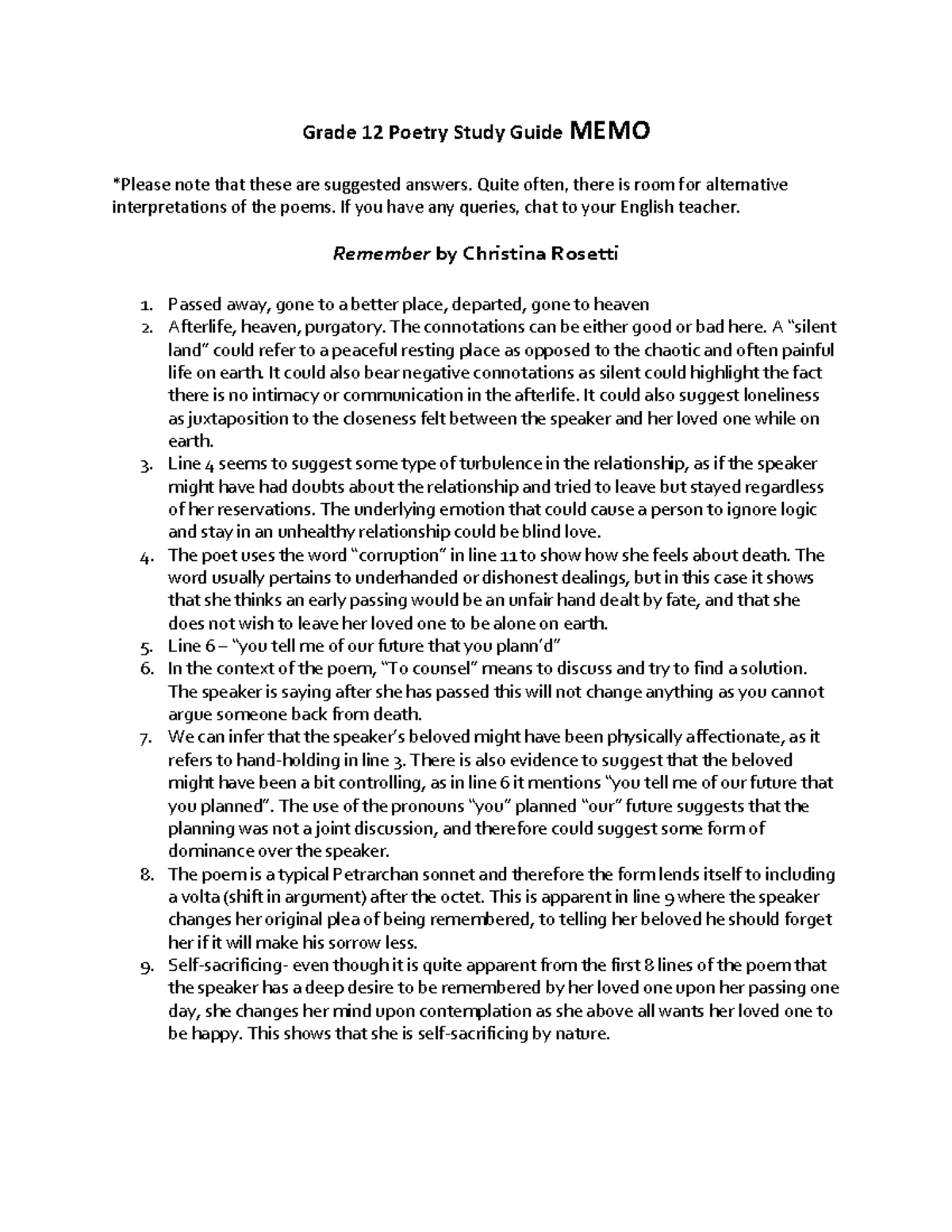 Poetry Suggested Answers Grade 12 Poetry Study Guide MEMO Please poetry-suggested-answers-grade-12-poetry-study-guide-memo-please