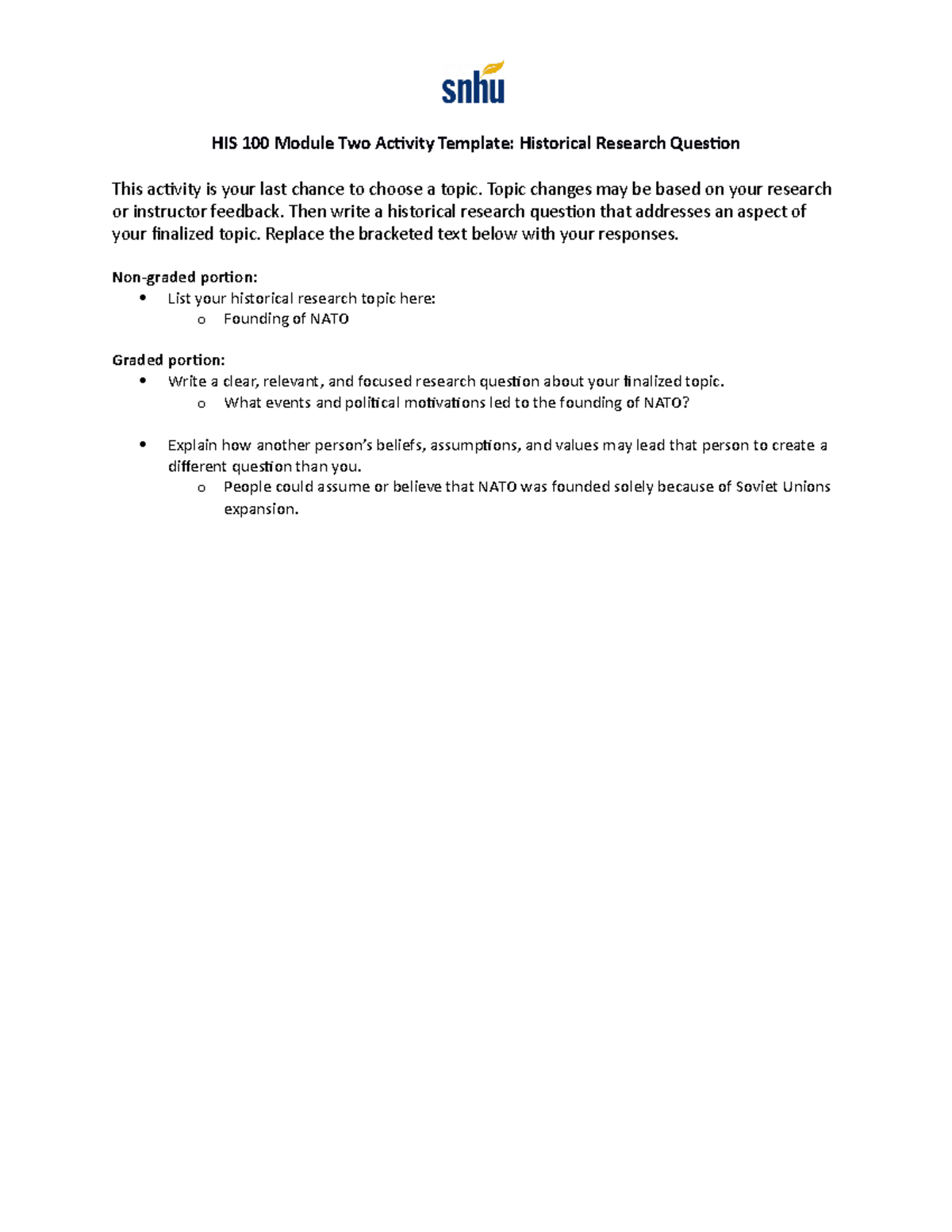 Jordan Volz Research Question - HIS 100 Module Two Activity Template ...