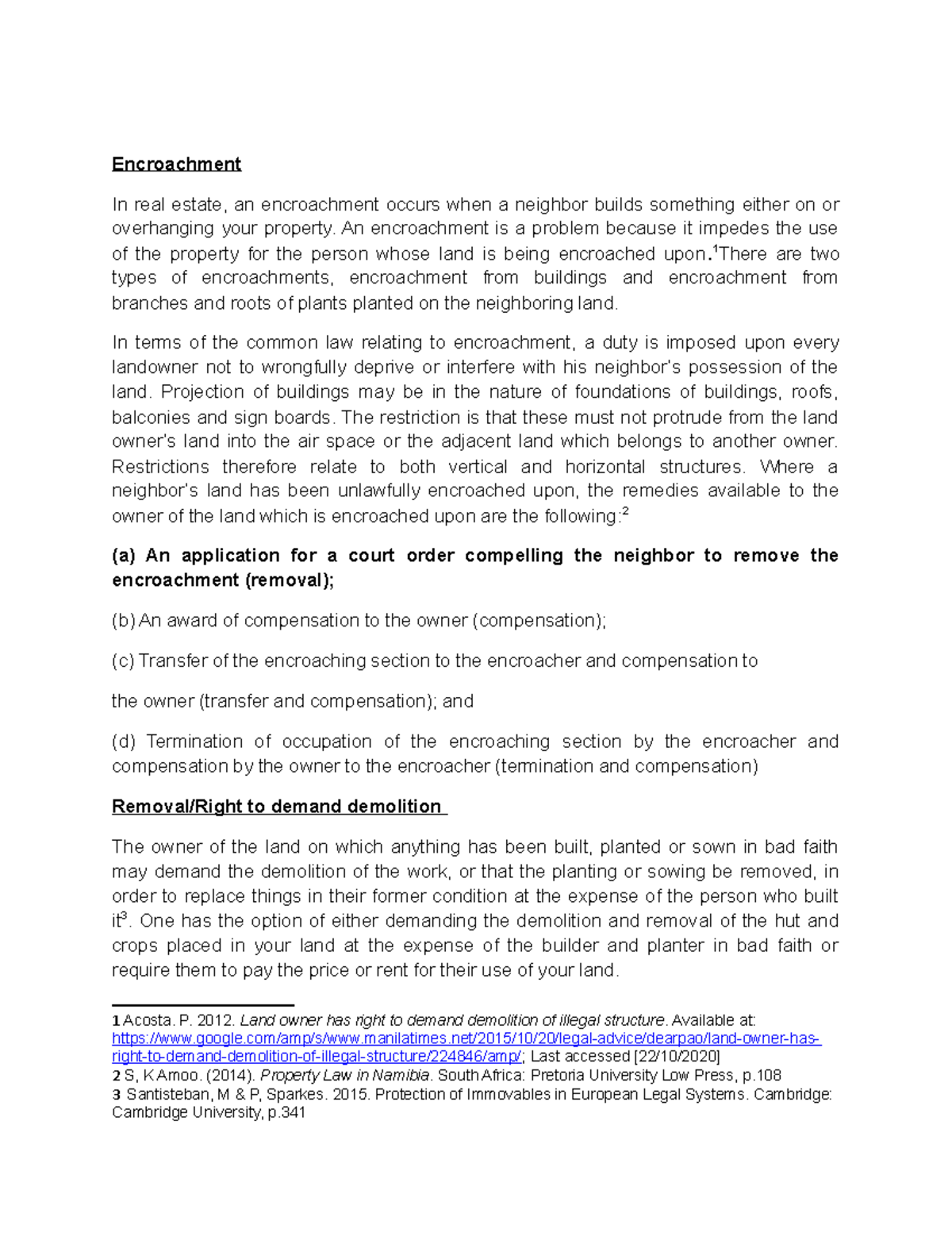 Law of Property Work - Encroachment In real estate, an encroachment ...