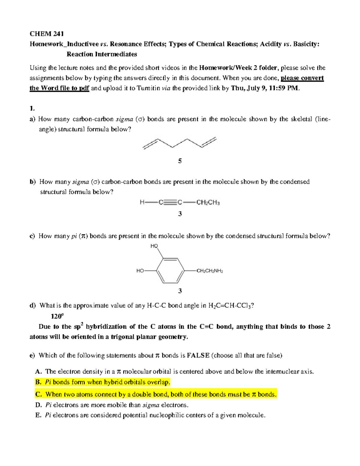 Resonance vs. Inductive Effects Types of Reactions Answer key - CHEM ...