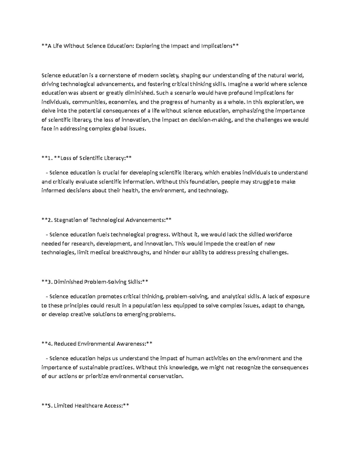 Life Without Science Education - Imagine a world where science ...