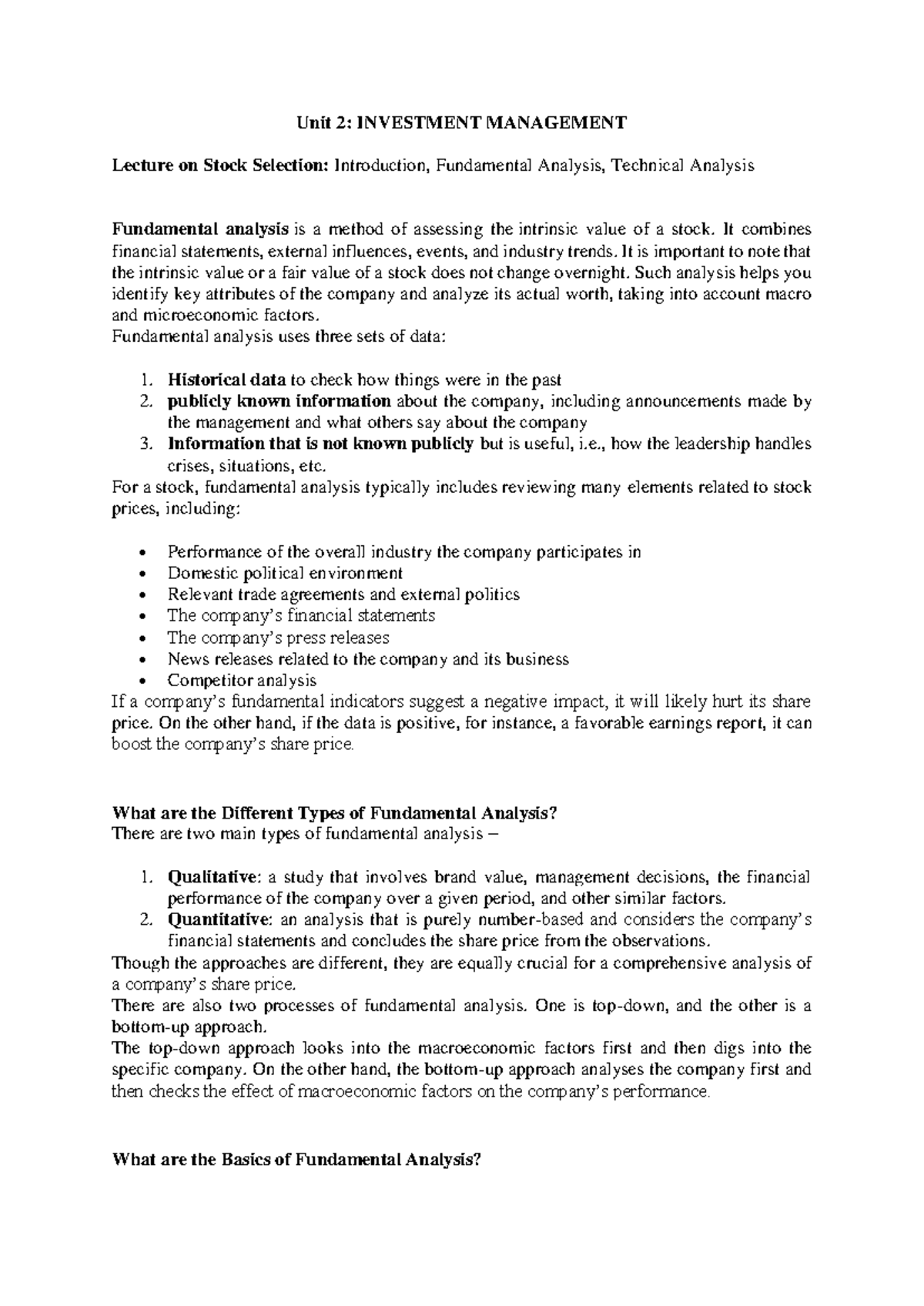 Financial literacy and Investment banking - Unit 2: INVESTMENT ...