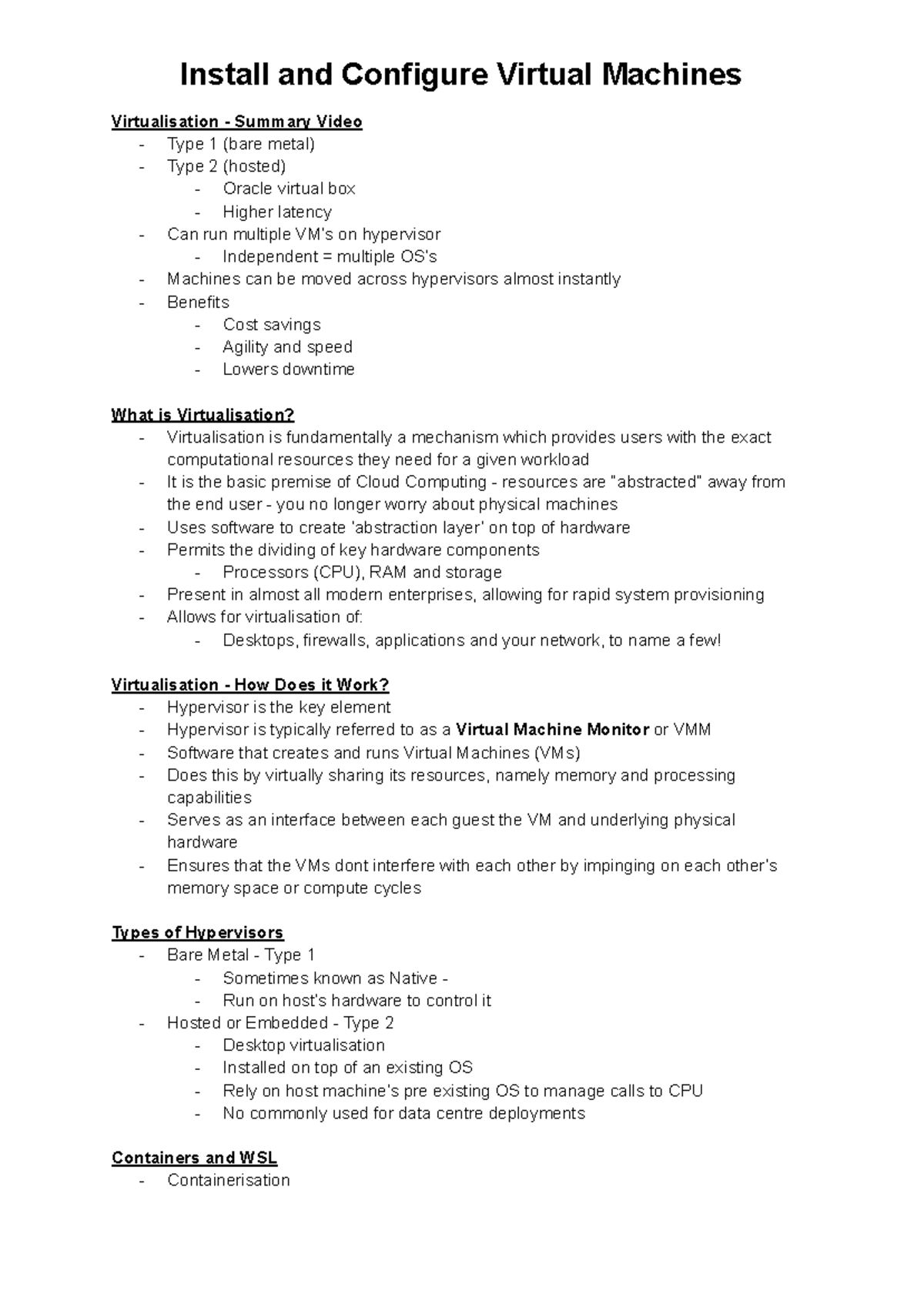 Install and Configure Virtual Machines - Virtualisation - Summary Video ...