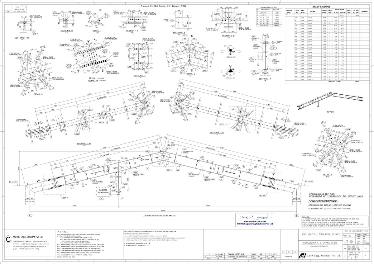 2207-ST-15-094 sh.01 R1 - 3D VIEW SECTION C - SECTION F - ####### 240 ...