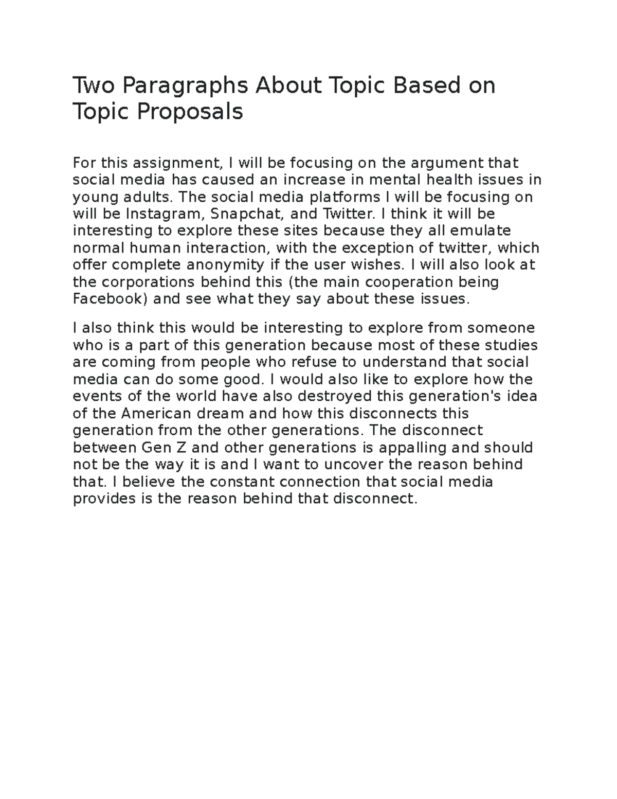 WRD 104 37 - Topic Proposal examples for Professor Dobble - Two ...