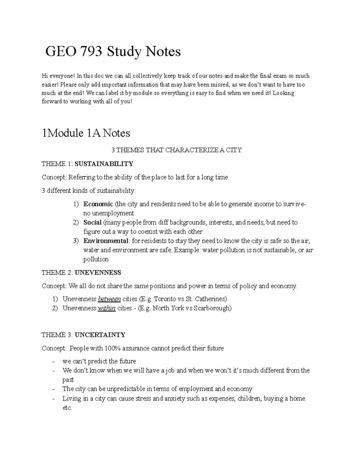 GEO 793 Notes - GEO 793 Study Notes Hi everyone! In this doc we can all ...